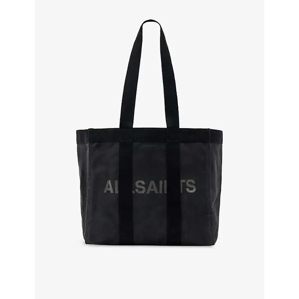 ALLSAINTS Layo Washed Cotton-canvas Tote - Washed Black