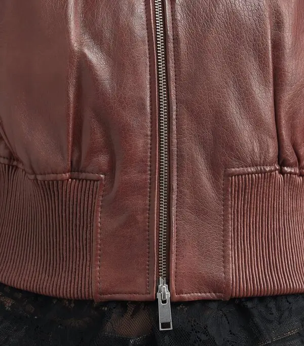 HERSKIND Dario Leather Bomber Jacket - Brown