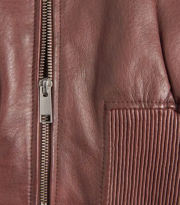 HERSKIND Dario Leather Bomber Jacket - Brown
