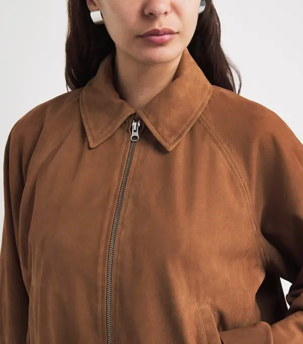 HERSKIND Suede Bomber Jacket - Brown