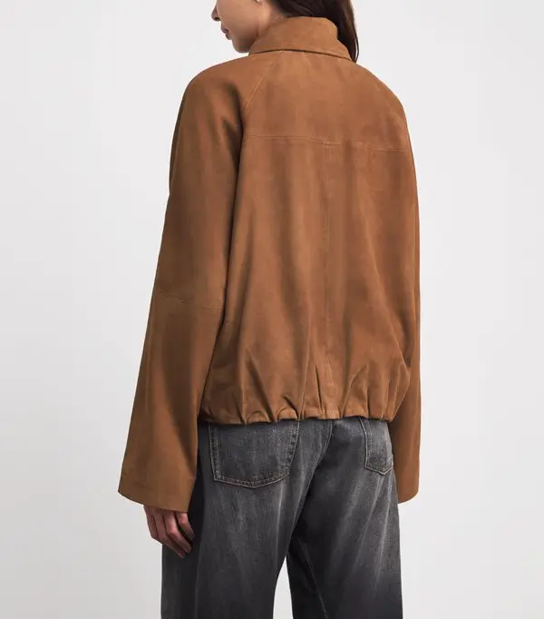 HERSKIND Suede Bomber Jacket - Brown