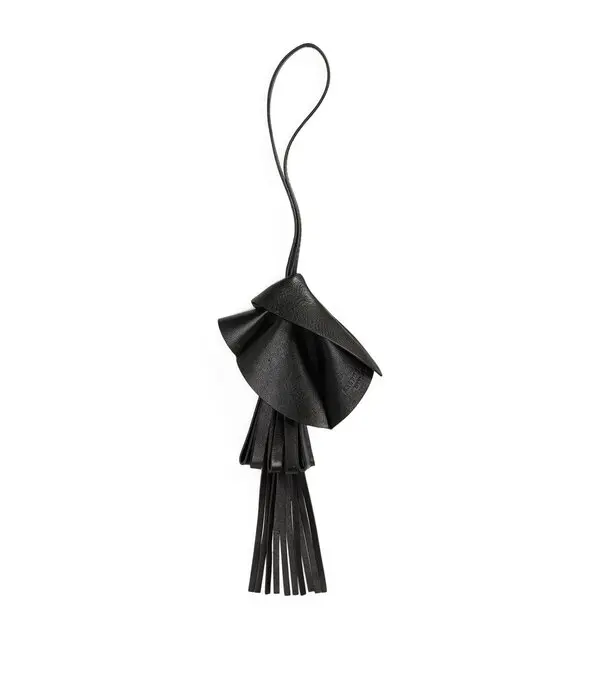 Ralph Lauren Lambskin Floral Bag Charm - Black