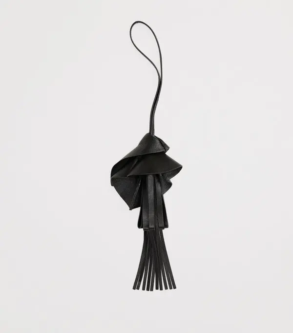 Ralph Lauren Lambskin Floral Bag Charm - Black