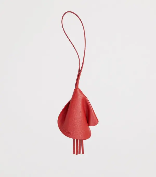 Ralph Lauren Lambskin Floral Bag Charm - Red
