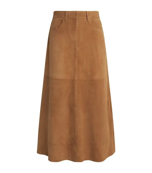 ME+EM Suede A-line Maxi Skirt - Brown