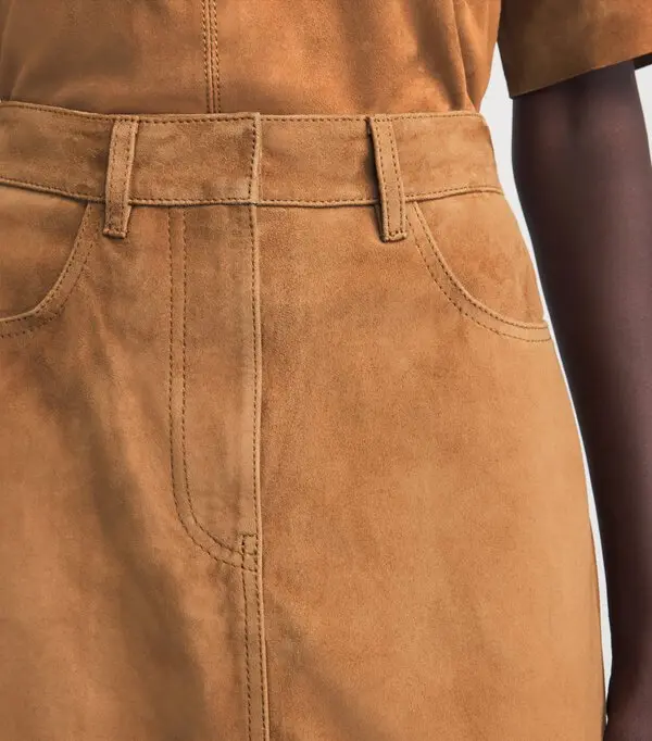 ME+EM Suede A-line Maxi Skirt - Brown