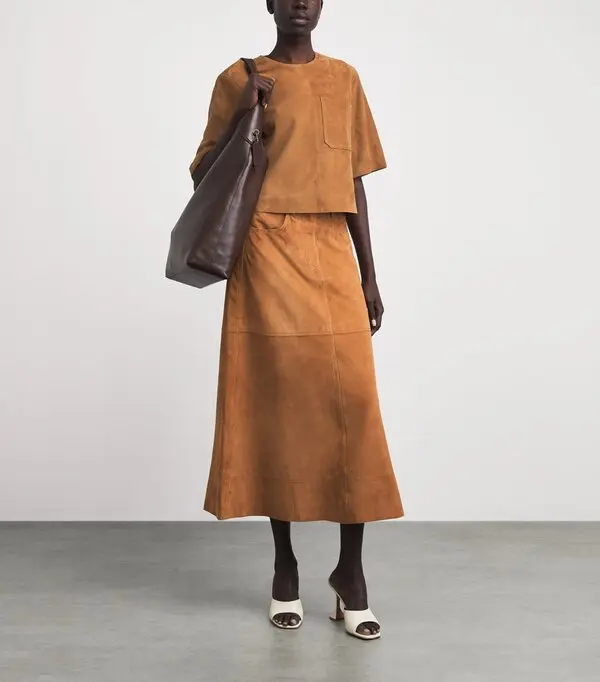 ME+EM Suede Boxy T-shirt - Brown