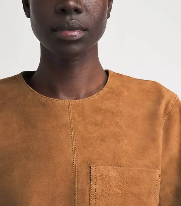 ME+EM Suede Boxy T-shirt - Brown