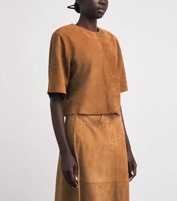 ME+EM Suede Boxy T-shirt - Brown