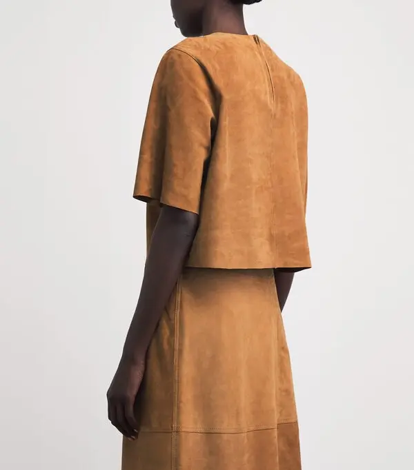 ME+EM Suede Boxy T-shirt - Brown