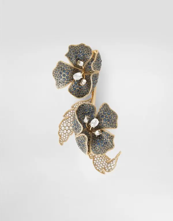 Dolce & Gabbana Flower Brooch With Rhinestones - Gold