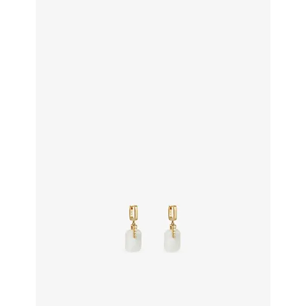 Astley Clarke Deco Maxi Mother-of-pearl And White Sapphire Drop Huggies - Yellow Gold Vermeil