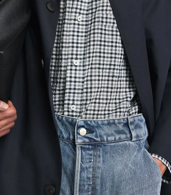 SYSTEM Cotton-blend Relaxed Check Shirt