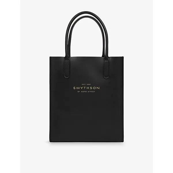 Smythson Pavilion Kingly Mini Leather Tote Bag - Black