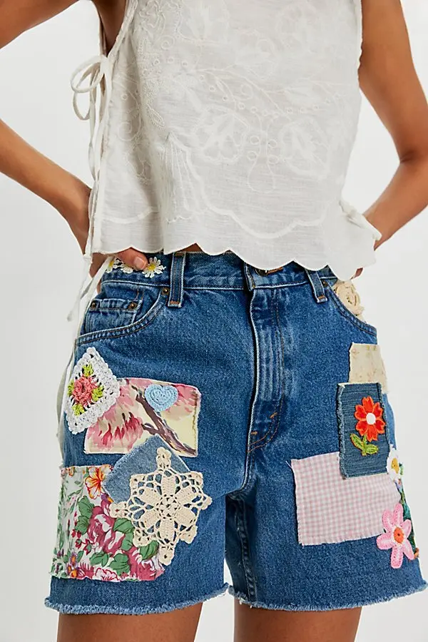 RILEY VINTAGE Crochet Canyon Shorts - Blue
