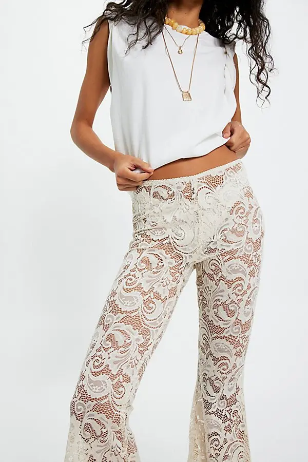 SPELL Labyrinth Lace Bell Pants - Cloud Dream