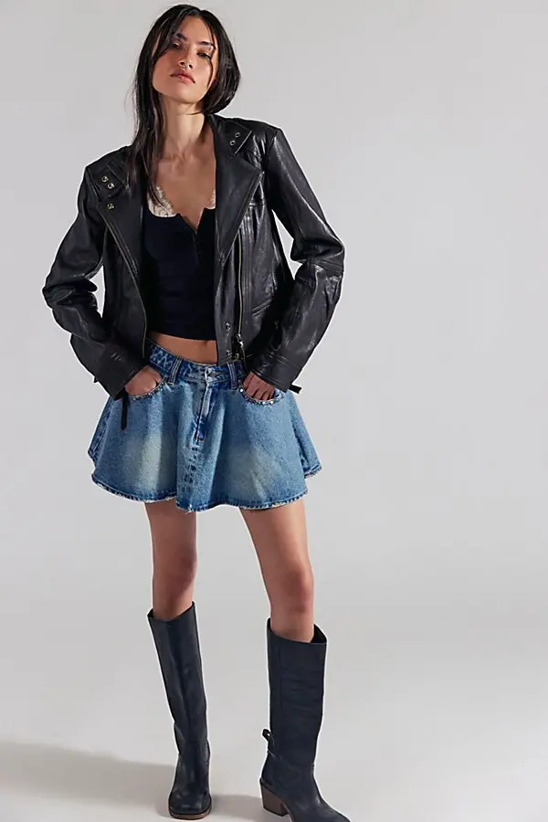 UNDERSTATED LEATHER Dakota Denim Mini Skirt - Light Washed Denim