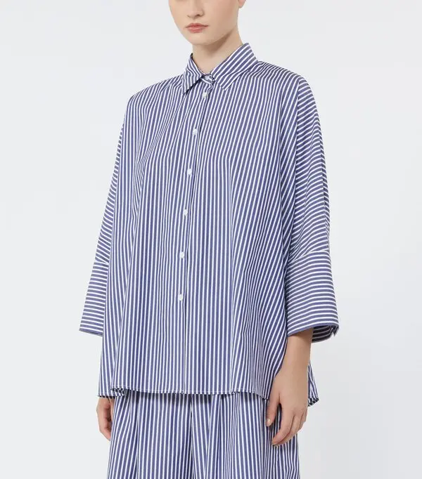 Max Mara Cotton Oversized Stripe Shirt - Blue
