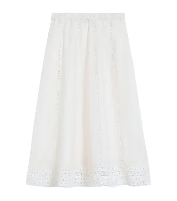 Max Mara Linen Midi Skirt - White