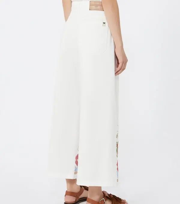 Max Mara Embroidered Wide-leg Jeans - White