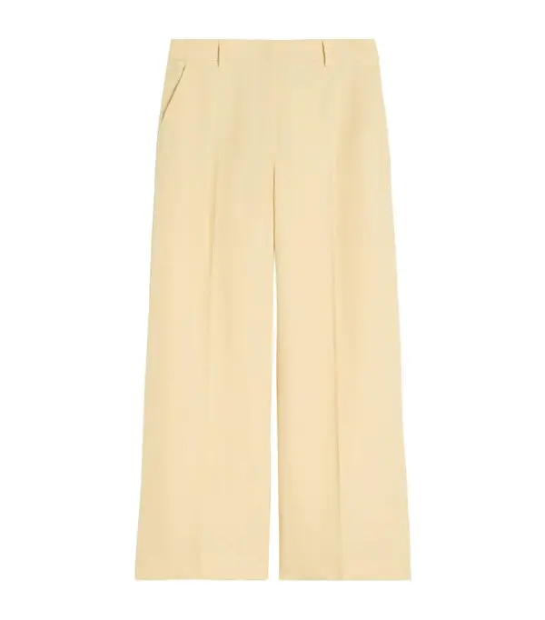 Max Mara Linen Wide-leg Trousers - Yellow