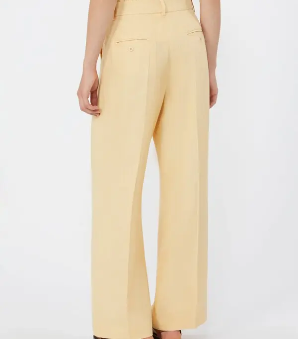 Max Mara Linen Wide-leg Trousers - Yellow