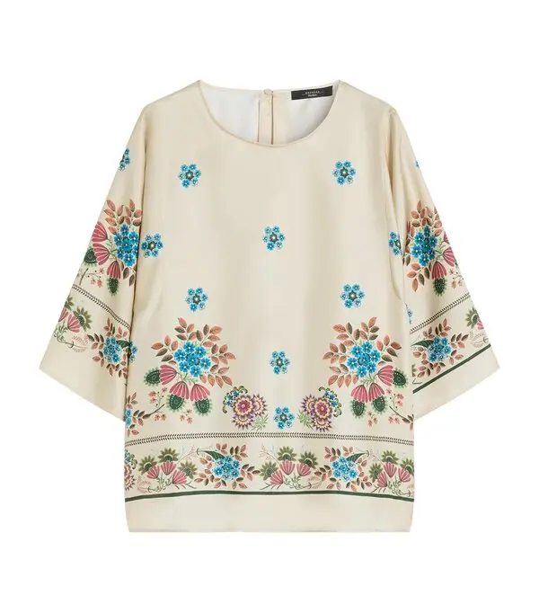 Max Mara Silk Printed Blouse - White
