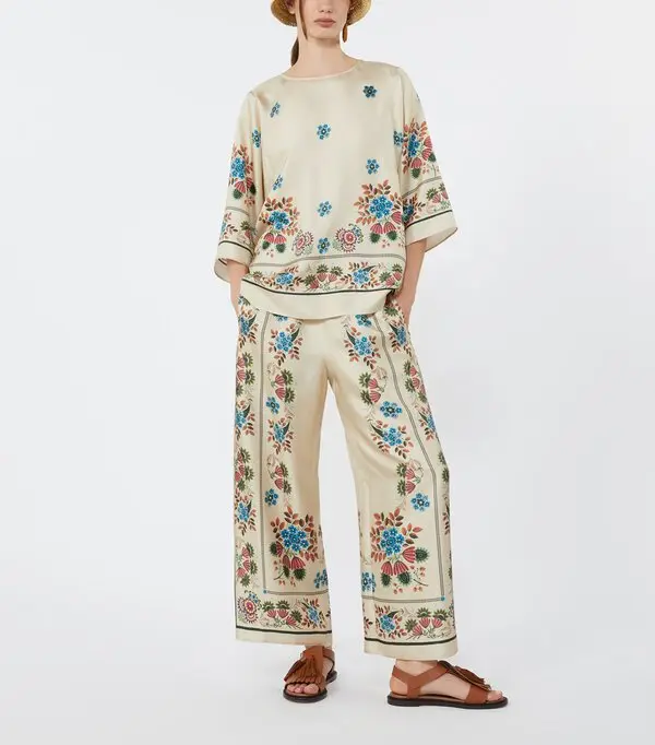 Max Mara Silk Printed Blouse - White