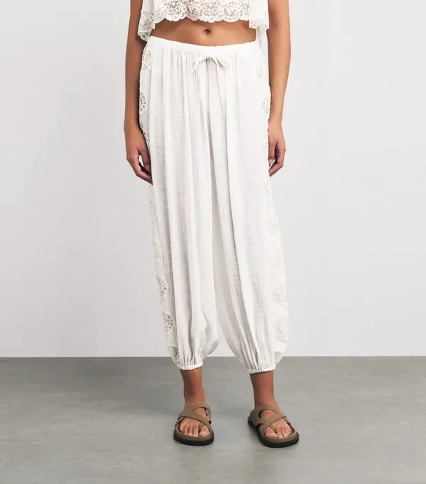 Sandro Crinkled Crepon Wide Leg Trousers - Beige