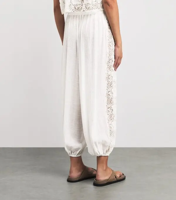 Sandro Crinkled Crepon Wide Leg Trousers - Beige