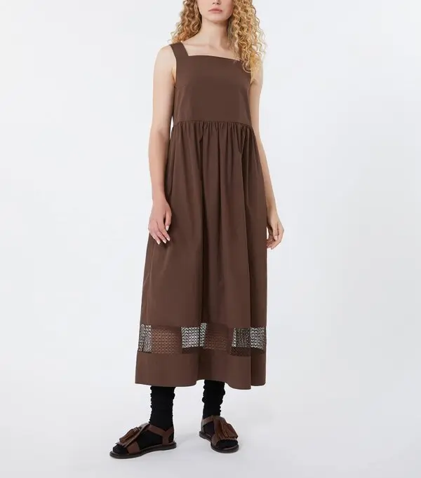Max Mara Cotton Lace-trim Midi Dress - Brown