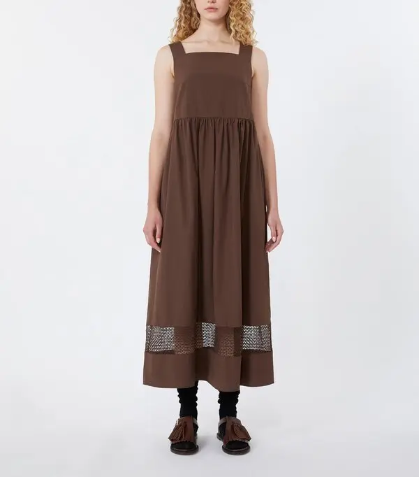 Max Mara Cotton Lace-trim Midi Dress - Brown
