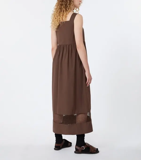 Max Mara Cotton Lace-trim Midi Dress - Brown