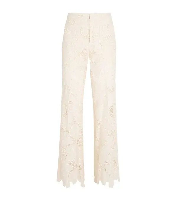 Sandro Guipure Lace Tailored Trousers - Beige