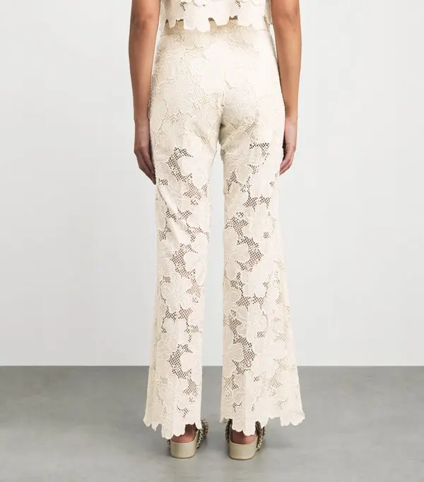 Sandro Guipure Lace Tailored Trousers - Beige