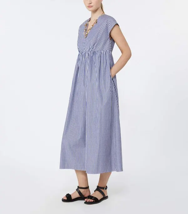 Max Mara Cotton Stripe Midi Dress - Blue