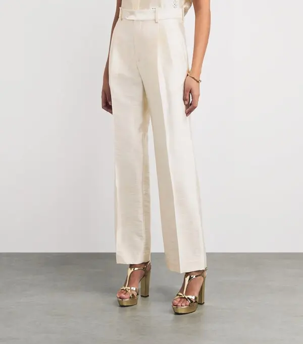 Sandro Satin Tailored Trousers - Beige