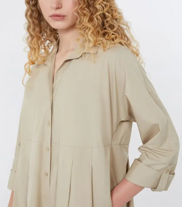 Max Mara Cotton Shirt Mini Dress - Beige