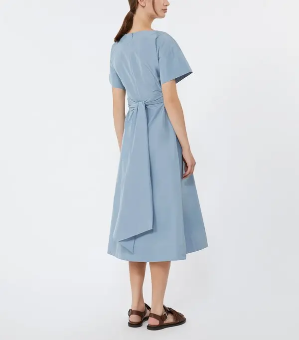 Max Mara Taffeta Gathered Midi Dress - Blue
