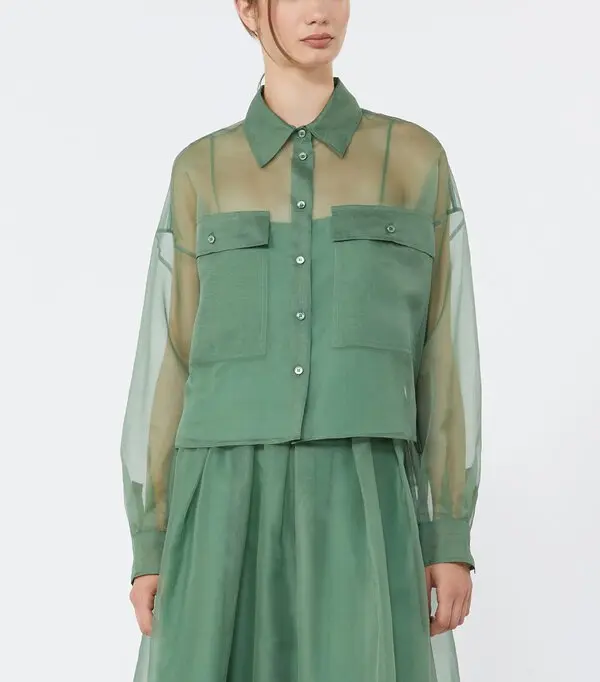 Max Mara Silk Organza Shirt - Green