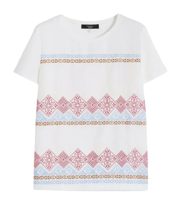 Max Mara Cotton-jersey T-shirt With Embroidery - White