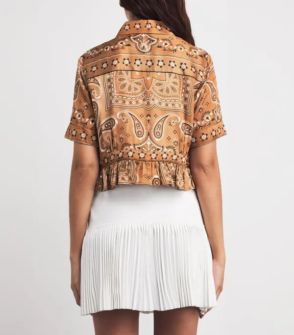 Sandro Bandana-print Cropped Shirt - Brown