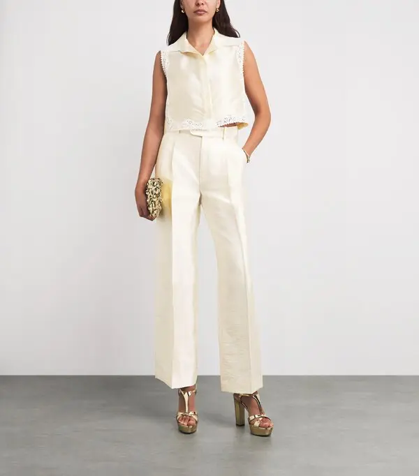 Sandro Lace-trim Cropped Shirt