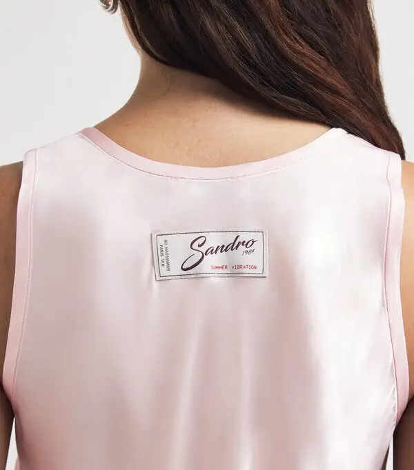 Sandro Satin Lace-trimmed Top - Pink