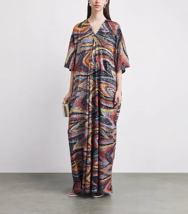 TALLER MARMO Gala Sequin Kaftan Maxi Dress - Blue