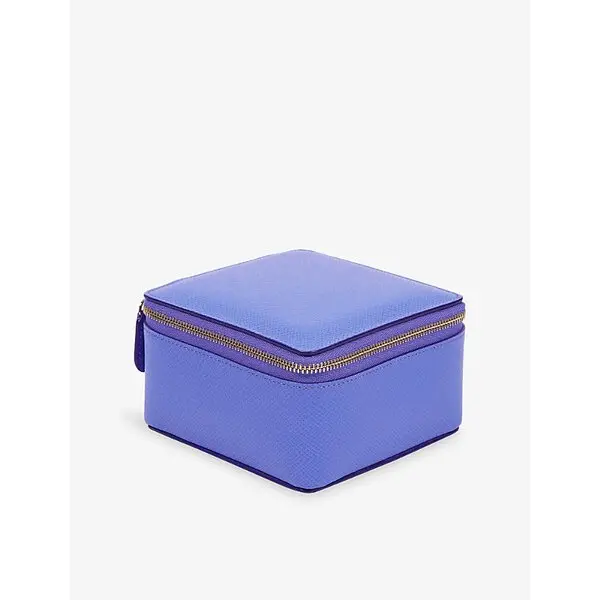 Smythson Panama Large Leather Square Trinket - Ultra Violet