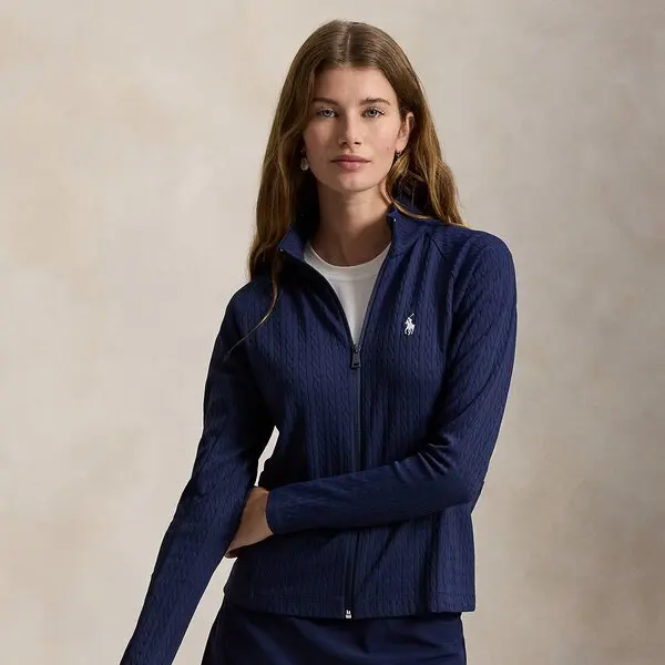 Ralph Lauren Cable Stretch-jacquard Zip Jacket - Refined Navy