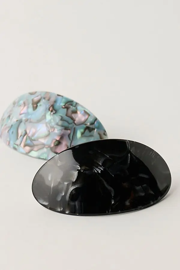 Free People Brielle Acetate Barrette - Charcaol