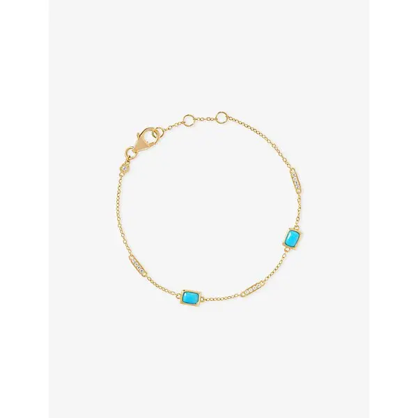 Astley Clarke Aurora Ridge Turquoise And White Sapphire Station Bracelet - Yellow Gold Vermeil