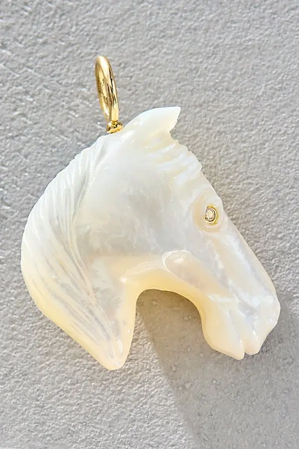 MAURA GREEN Mother Of Pearl Horse Charm - Mother Of Pearl And Diamonds
